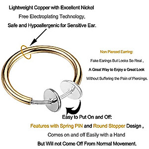 COCHARM Fake Nose Ring Non Piercing Nose Hoop Fake Faux Septum Jewelry Fake Lip Rings Unpierced Clicp on Nose Hoop Non Piercing Earrings