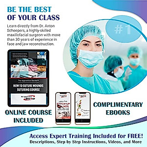 Suture Practice Kit for Medical Students +1 Year Access to The Future Doctors Academy's in-Depth Online Suturing Course. Course & Practice Kit Designed by an Experienced Surgeon - Kit de Sutura.