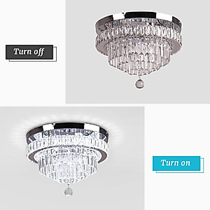 FRIXCHUR 15.7" Crystal Chandelier LED Modern Ceiling Light Fixture Round Raindrop 5 Tier Chandeliers for Dining Room Bedroom Living Room, 6500 K