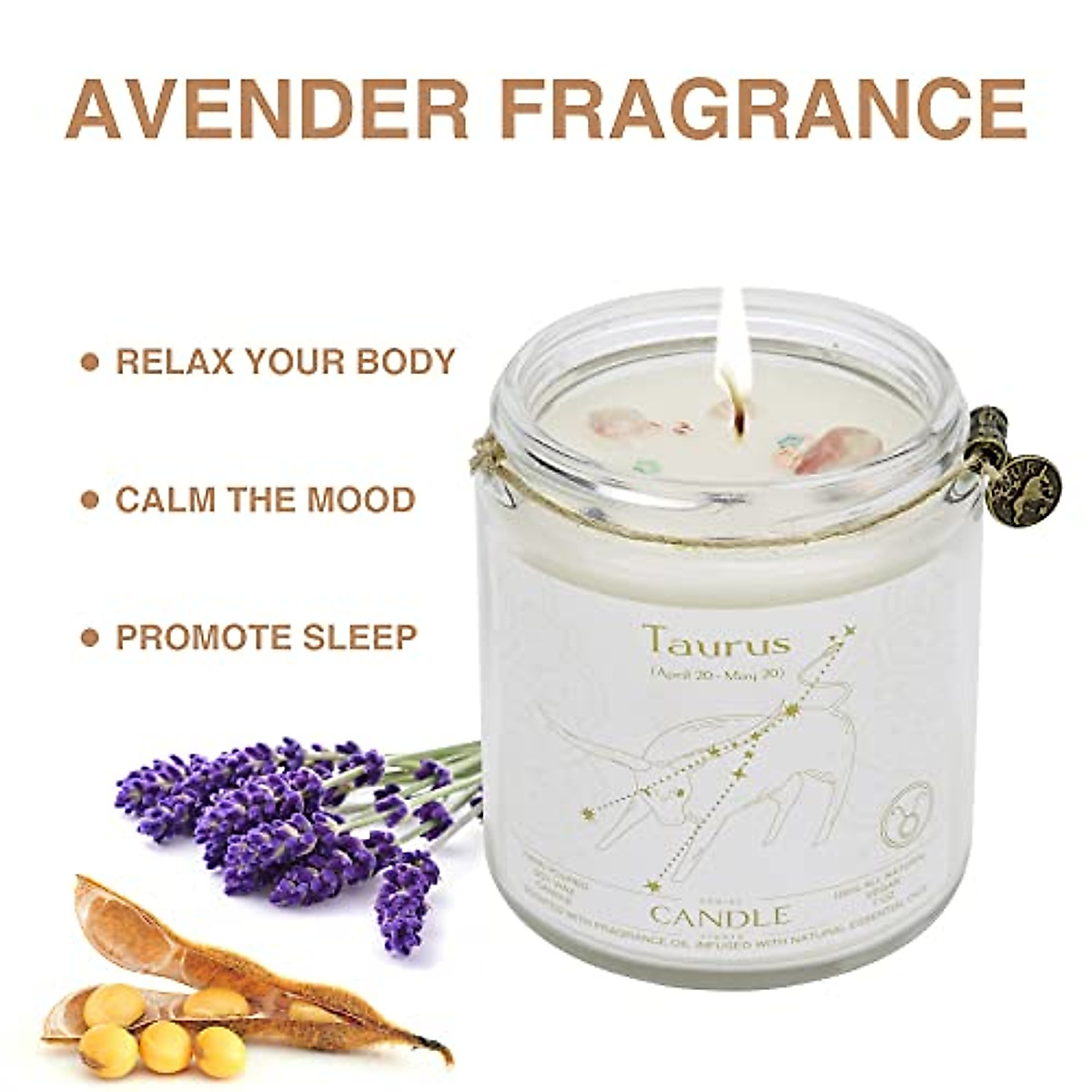 YTENTE Candle, Soy Wax, Scented, Zodiac - Taurus, Birthday Gift for Women