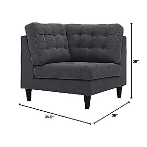 Modway Empress Mid-Century Modern Upholstered Fabric Corner Sofa In Gray