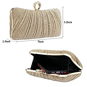 EROUGE Women Evening Clutch Purses Rhinestone Wedding Clutch Evening Handbag for Formal (Gold)