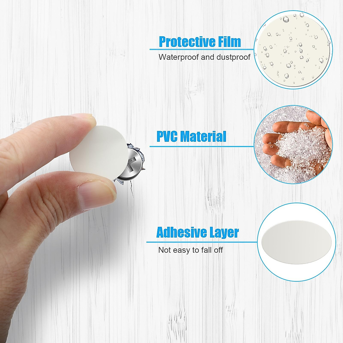 SUNJOYCO 1010 Pcs Screw Hole Covers, 10 Sheets Self-Adhesive Screw Hole Stickers, Dustproof Screw Cover Caps White, 12mm 15mm 21mm