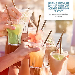 12 Oz Drinking Glasses Tritan Acrylic Cups Set By Decor Works - Glassware Plastic Tumblers - Water Glasses Acrylic Glasses - BPA Free & Durable - Dishwasher Safe Drinking Glasses Set Of 6