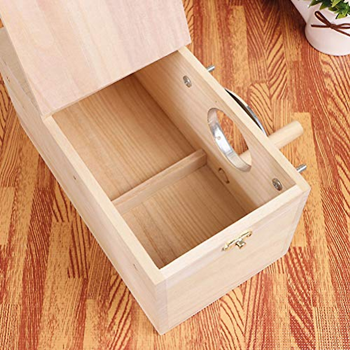 balacoo Wooden Bird Nesting Box Parrot Clear View Window Lovebirds Breeding Box Bird Nesting Feeding Station House Left Open Window (Small Size)