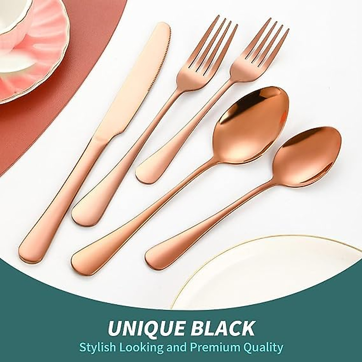 Silverware Set 24-Pieces with Steak Knives Flatware Set Cutlery Set Food-Grade Stainless Steel Home Essentials for New Home Forks Spoons And Knives Set Dishwasher Safe Daily Household Use