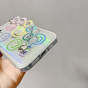 aaknhen Cartoon Cute Smiley Face Clear Phone Case Compatible with iPhone 12 Case with Crystal Pretty Cartoon Smile Bracelet Soft Silicone Clear Shockproof Bumper Case(Iphone12)