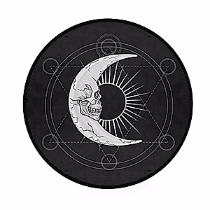 ALAZA Fantastic Moon Skull Round Area Rug Non-Slip Floor Mat for Dorm Bedroom Living Room Home Decor 3ft Diameter