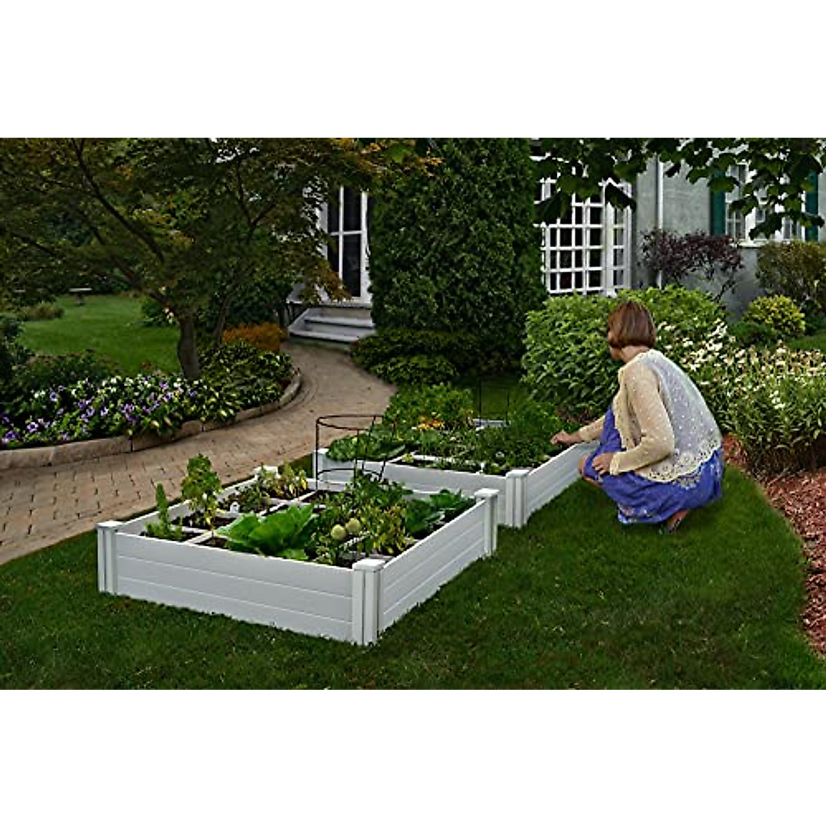 Vita VT17104 48in x 7.5in GRO Grid Garden Bed, 7.38" H, White