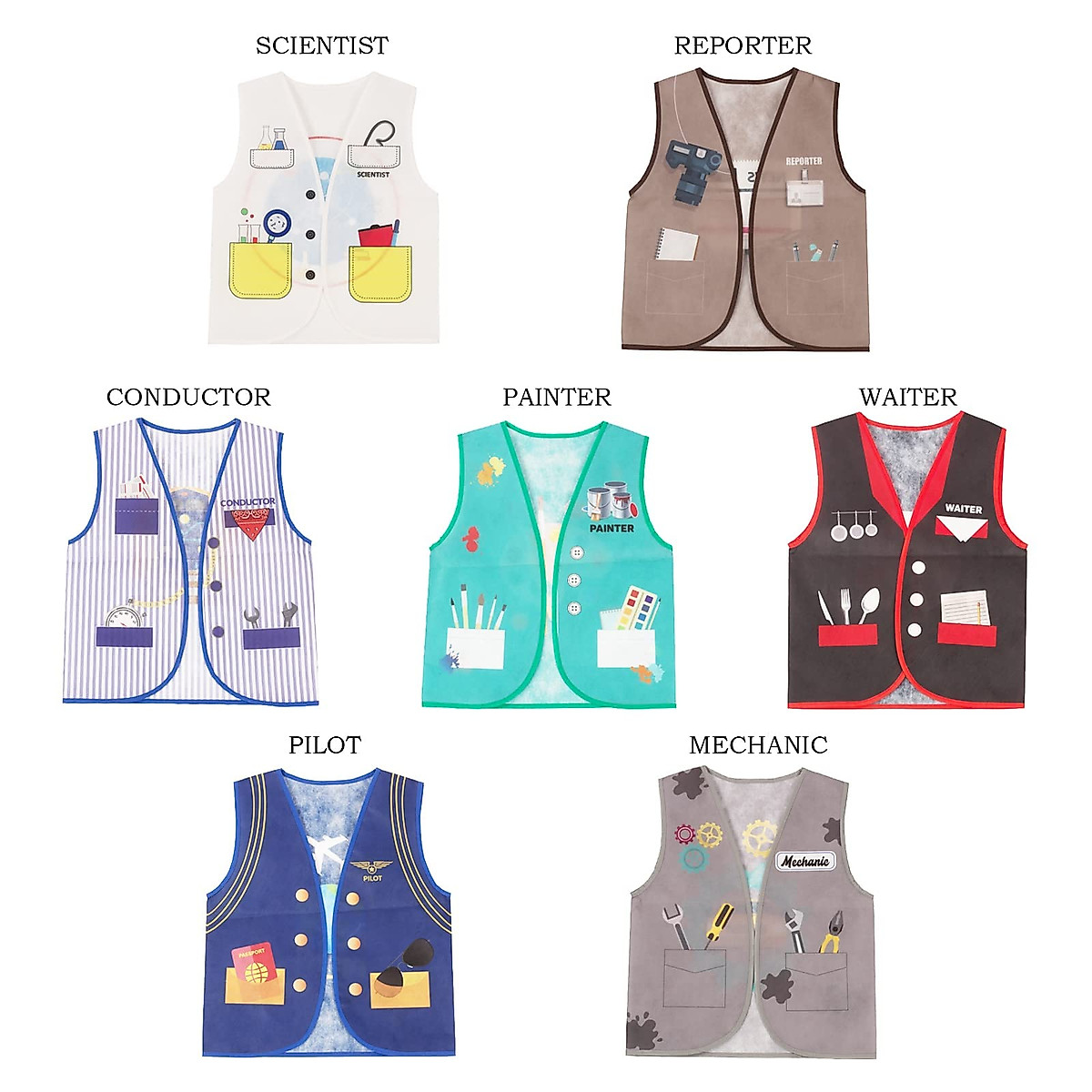 Tigerdoe Kids costumes - 7 Pc - Pretend Play School Set - Career Costumes - Kids Dress Up Costume