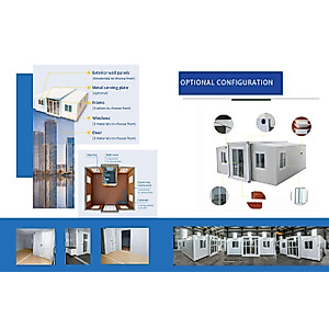 HUGHEARTS Portable Prefabricated Tiny Home 20x20ft, Mobile Expandable Plastic Prefab House for Hotel, Booth, Office, Guard House, Shop, Villa, Warehouse, Workshop (with Restroom)