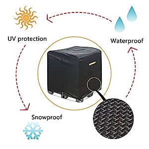 BRUXOLAY IBC Tote Cover 275 Gallon Water Tank Protection Cover Zipper 600D Heavy Waterproof Sunscreen Material 1000L Outdoor Garden Water Tank Cover