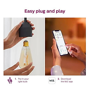 Philips Tunable White ST19 60W Equivalent Dimmable Smart Wi-Fi WiZ Connected Vintage Edison LED Light Bulb (2 Pack), Compatible with Alexa, Google Assistant, and Siri Shortcuts