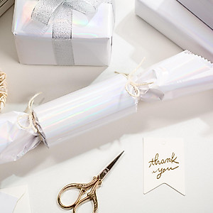 Homeral Metallic Wrapping Paper Roll-46.8sqft(17in*32.8ft) White Solid Color for Christmas, Birthday, Holiday, Wedding, Baby Shower, Bridal Shower, Party