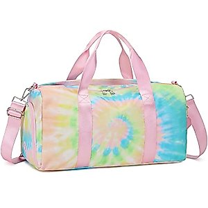 Abshoo Sports Gym Bag for Girls Teen Weekender Carry On Women Travel Duffel Bag with Shoe Compartment (Tie Dye C) Medium