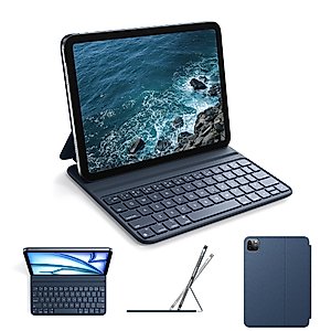HOU Keyboard Case for iPad Air 11 inch 2024 (M2), Keyboard Case for iPad pro 11 inch 4th/3rd/2nd/1st (2018-2022) & iPad Air 5th/4th (2022/2020), Folio, Slim, Adjustable Angle, Magnetic Charging