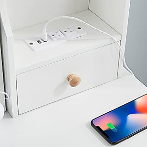 Makeup Vanity Desk with Lights, 3 Lighting Color Modes and Sliding Mirror, White Vanity Set Makeup Dressing Table with 6 Drawers and Multiple Shelves for Women, Girls