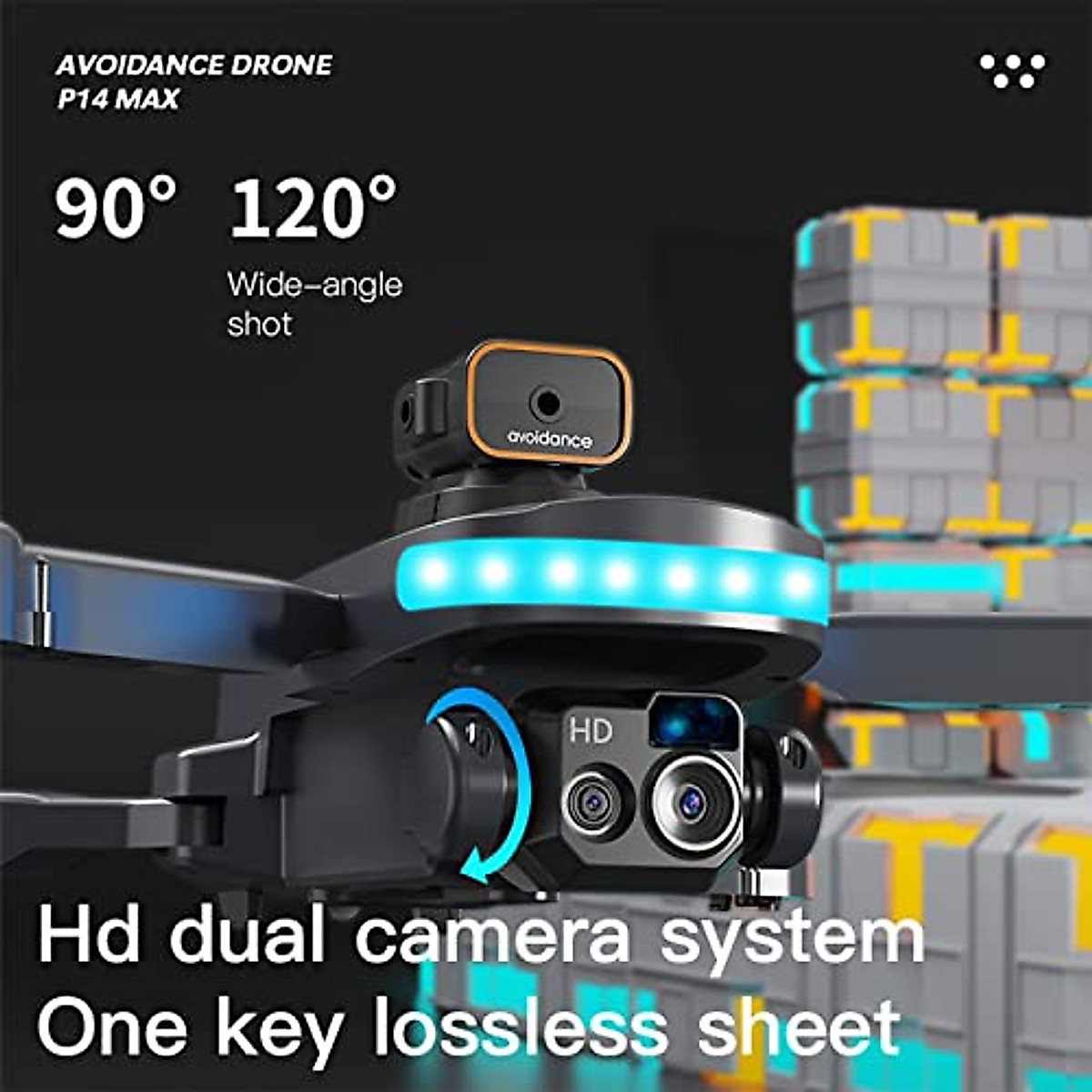 P14 Pro Compact & Foldable Mini Wireless Drone - Dual 4K HD FPV Camera - Intelligent 360° Obstacle Avoidance - WIFI VR RC Drone Quadcopter Circle Fly, Route Fly, Altitude Hold, Headless Mode (Black)