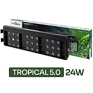 REPTI ZOO Dimming LED Aquarium Light Hood, LED UVB Reptile Light and LED Colorful Lights for Reptile Aquarium Tank Day and Night Use, 6 Flash Modes & Modular Plug Install