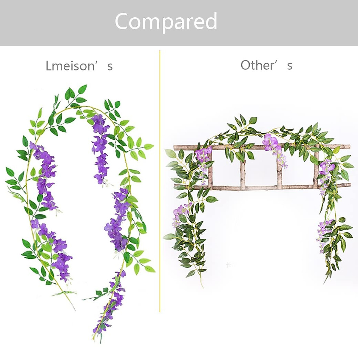 Lmeison Pink Wisteria Garland, 4Pcs Total 24ft Hanging Wisteria Flowers Silk Strings, Artificial Flowers Fake Plants Vine for Room Home Garden Outdoor Ceremony Wedding Arch Floral Decor