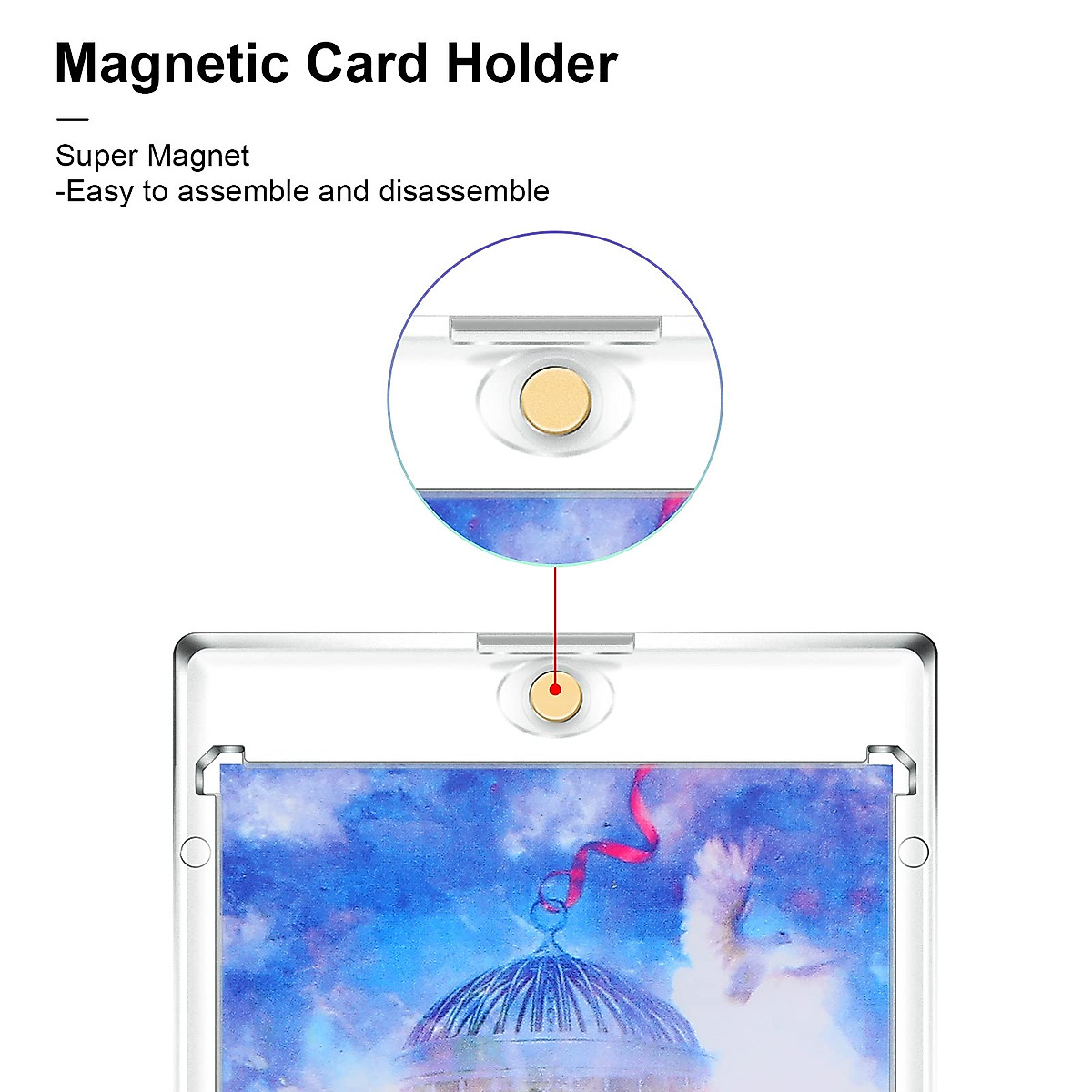 Zonon 5 Pieces Magnetic Card Holder Base Trading Card Stand Protector 35 Pt Acrylic Baseball Card Protectors Card Sleeves Protector Case for Trade Card Holder Baseball Card Storage and Display