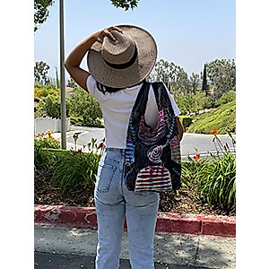 Original Collections Bohemian Embroidered Ripped Razor Cut Crossbody Hippie Purse Handbag AND Backpack Multicolor