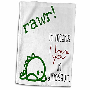3D Rose Rawr. It Means I Love You in Dinosaur. TWL_193339_1 Towel, 15" x 22"