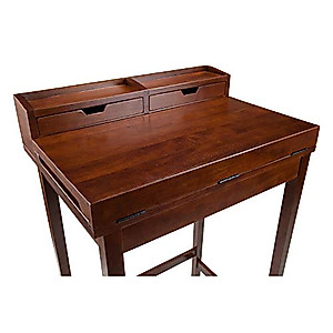 Winsome Brighton High Desk with 2-Drawer, Brown