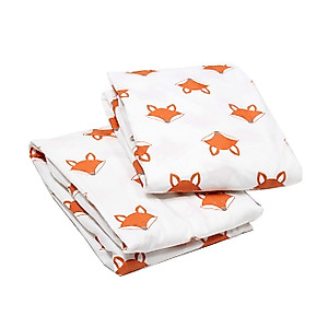 Bacati - Playful Fox Orange/Grey 2 Pack Crib Fitted Sheets (Orange/Grey Fox Print)