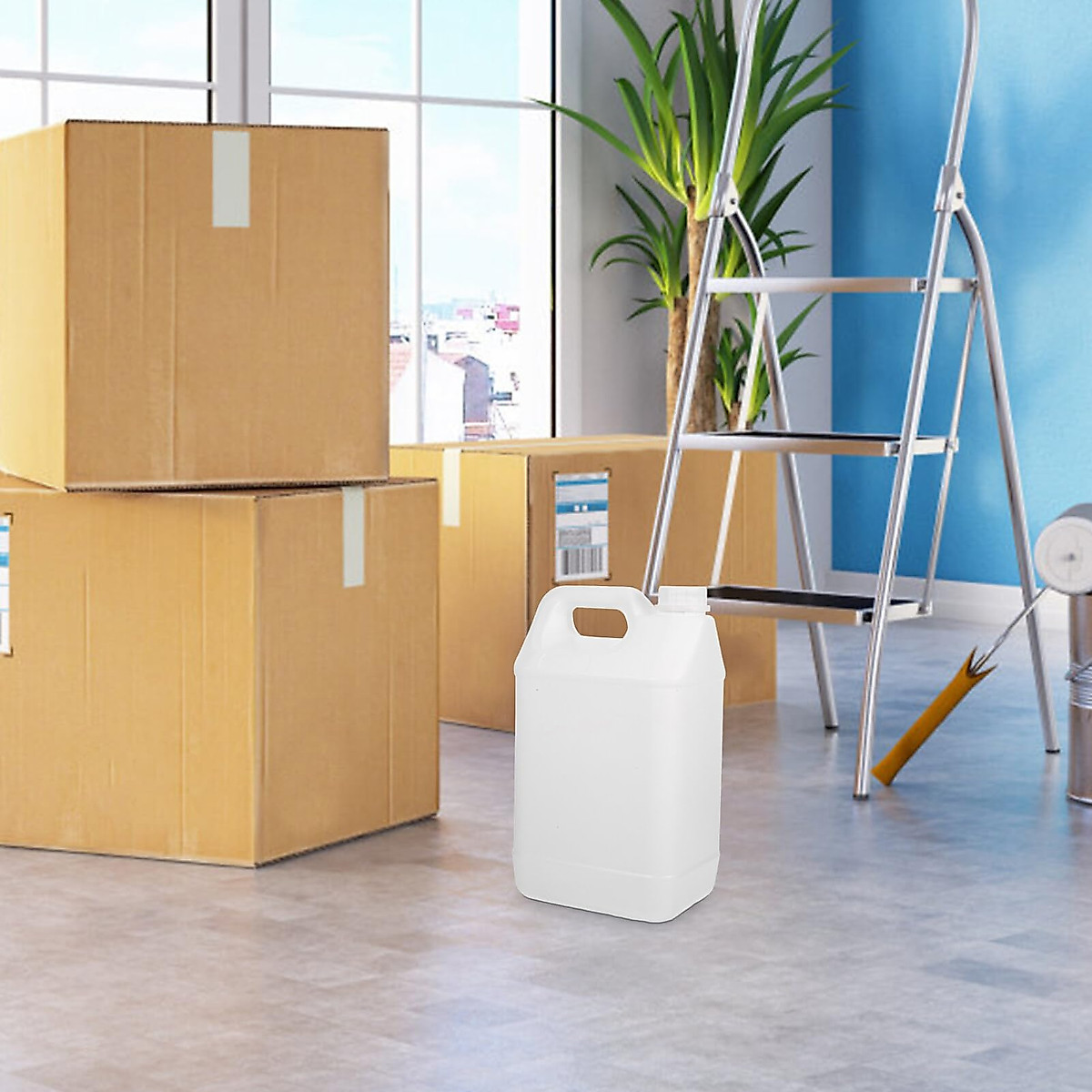 TOPPERFUN 5L HDPE Plastic Jugs Empty Bottle Jug with Airtight Lids Water Container Home and Commercial Use Water Storage Containers for Water, Soaps, Detergents, Liquids White