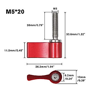 SPEEDWOX 10 Pcs M5 20mm Screw with Handle Thumb Screw Male Threading Rotating Knob Adjustable Thumb Lever Screw Rotating Knob Adjustable Thumb Lever Screw Rotating Knob with Single Wing(Red)