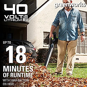 Greenworks 40V (110 MPH / 390 CFM) Cordless Axial Blower, 3.0Ah Battery and Charger Included LB-390
