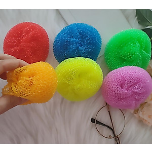 Plastic Dish Scrubbers for Dishes, Non Scratch Nylon Pot Round Scrubber Scouring Pad for Cookware, Colorful Mesh Scouring Dish Pads Scrubbers (18 Pack)