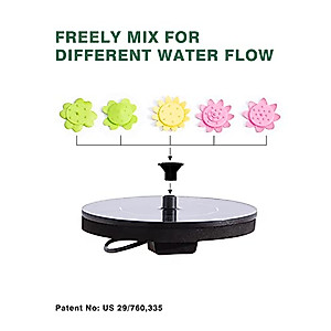 Xinhong 1.4W Solar Bird Bath Fountain, Solar Fountain Pump for Bird Bath with 6 Petal Nozzles, Solar Powered Fountain Pump Outdoor Watering Submersible Pump for Pond, Pool, Garden, Fish Tank