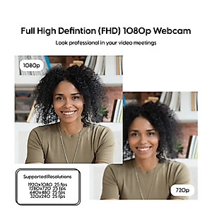 TalkWorks Webcam with Microphone Support - External Camera for Laptop and Desktop - High Resolution and Large Window Size with USB Cable and Dual Microphone Input - Compact and Portable, Black