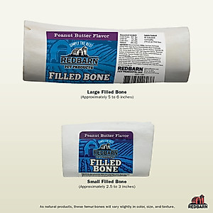 Redbarn Pet Products Small Filled Dog Bones, Peanut Butter Flavor - Long Lasting Stuffed Femur Chew Treat Made in USA - 4 Count - Packaging May Vary