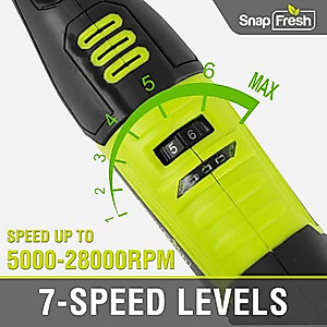 SnapFresh 12V Cordless Rotary Tool Kit, 7 speeds, 77 Accessories, 2 attachments, Flex Shaft, Universal keyless chuck,1 hour Quick Charging, for Cutting, Sanding, Polishing, Drilling, Grinding,Carving
