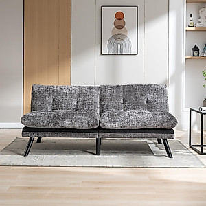 Futon Sofa Bed,Convertible Folding Futon Couch Breathable Small Couch for Compact Living Studio in Living Room and Bedroom,Offices,Dorm Loveseat (Grey)