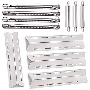 Grill Parts Replacement Compatible for Kenmore 146.46366610, 146.46372610, 146.46365610 146.47223610 Grill, 4-Pack Heat Plates Grill Burners & Crossover Tubes Replacement for 146.46366610, S