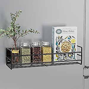 Vetacsion 4 Pack Moveable Fridge Magnetic Spice Racks,Metal Black