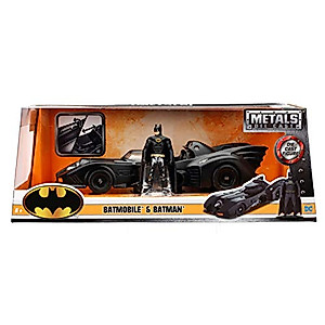 Dc Comic 1989 Batmobile With 2.75" Batman Metals Diecast Vehicle With Figure, Black