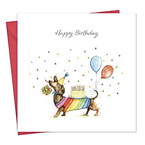 Twizler Birthday Card Sausage Dog - Happy Birthday Card for Men or Women - Birthday Card for Him or Her - Birthday Card from the Dog