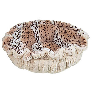 Bessie and Barnie Ultra Plush Aspen Snow Leopard/Natural Beauty Luxury Deluxe Dog/Pet Cuddle Pod Bed