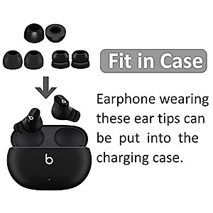 9 Pairs Ear Tips Kit Compatible with Beats Studio Buds, Silicone Double Flange and Memory Foam Tips S/M/L Replacement Noise Reduce Fit in Case Eartips for Beat Studio Buds - Black