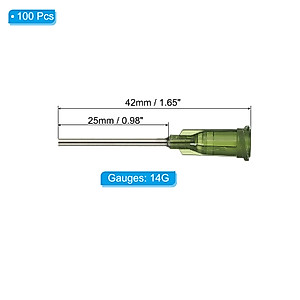 PATIKIL Blunt Tip Dispensing Needles with Bent Blunt Needle, 100 Pcs 1 Inch 14G Industrial Liquid Dispenser Needle for Refilling Liquid Ink Adhesive Glue, Olive Green
