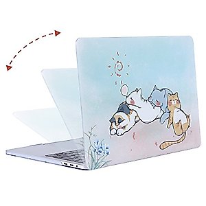 MOSISO Compatible with MacBook Pro 13 inch Case M2 2023, 2022, 2021-2016 A2338 M1 A2251 A2289 A2159 A1989 A1708 A1706, Plastic Pattern Hard Shell Case&Keyboard Cover&Screen Protector, Cute Cat