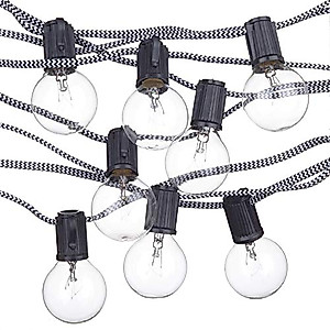 Denver Designer Series 10-Light 10ft Indoor/Outdoor String Light, Black Cord, M/F Plugs, Round Vintage Edison Bulbs Included,67800