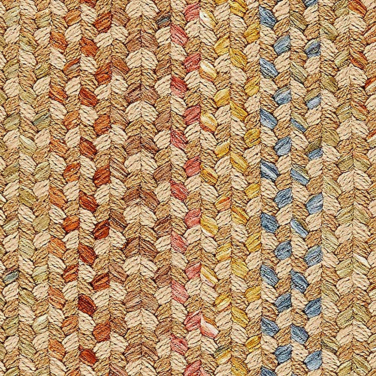 Super Area Rugs Braided Rug Sanford Indoor/Outdoor Braided Carpet for High Traffic Kitchen, Khaki Multi, 4' x 6' Rectangle