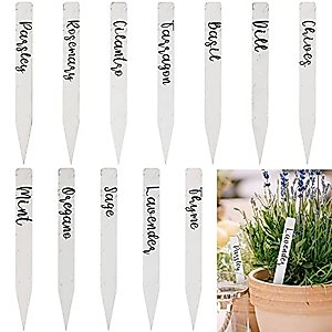 12 Pieces Herb Garden Stakes Wood Garden Labels Plant Markers Garden Signs Farmhouse Decor for Plant Tags Garden Seed Potted Herbs Flowers Vegetables Holiday Farm Supplies