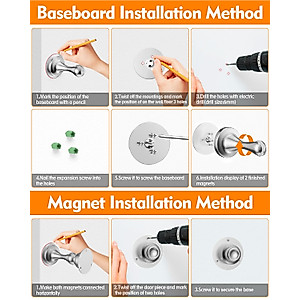 WINONLY Door Stopper, Magnetic Door Stop, Stainless Steel, Magnetic Door Catch, 3M Double-Sided Adhesive Tape, No Drilling, Screws for Stronger Mount, Hold Your Door Open, for Wide Doors (2)